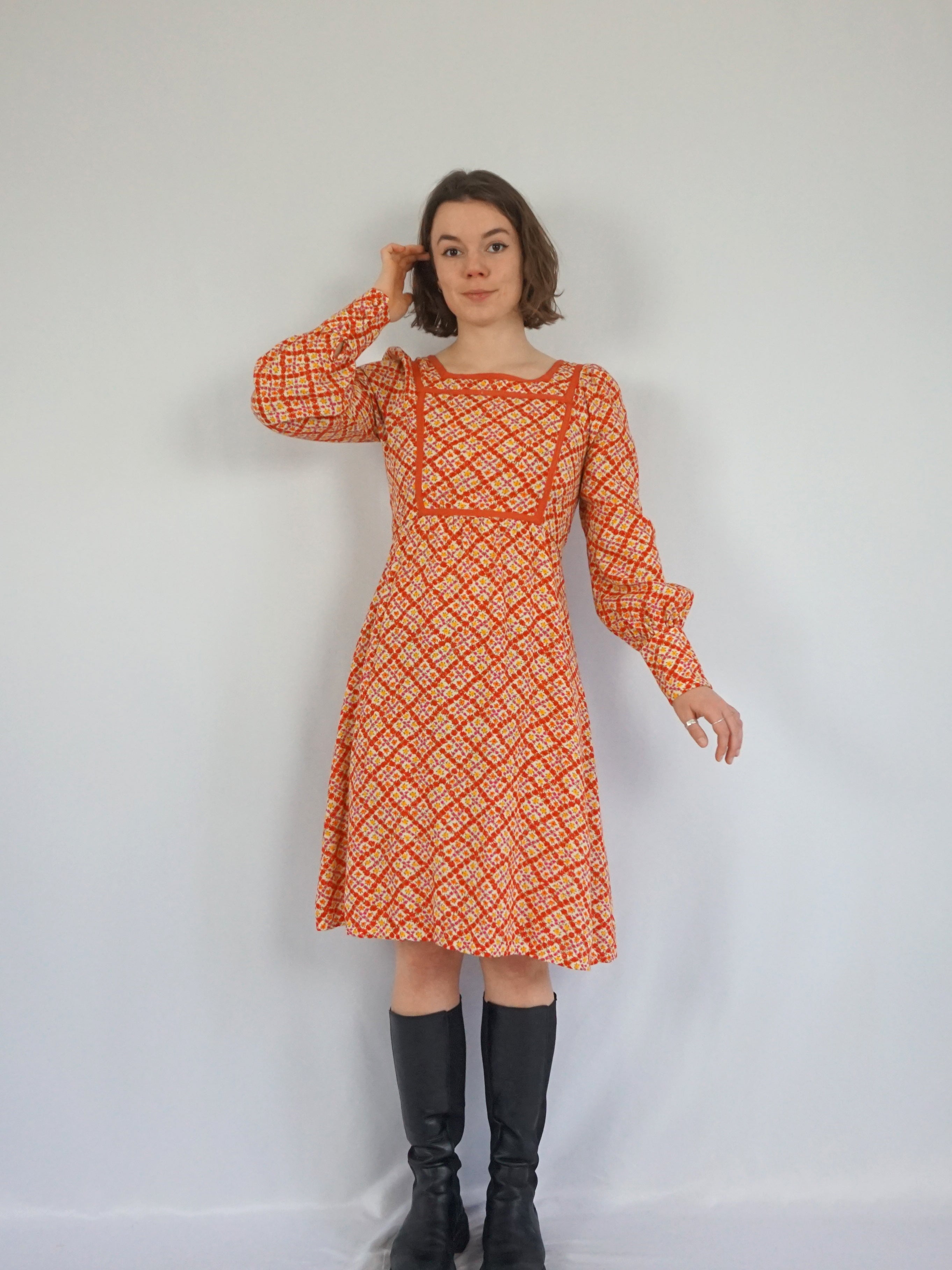 Vintage 70s Ditsy Floral Balloon Sleeve Dress - S | Reloved Studio